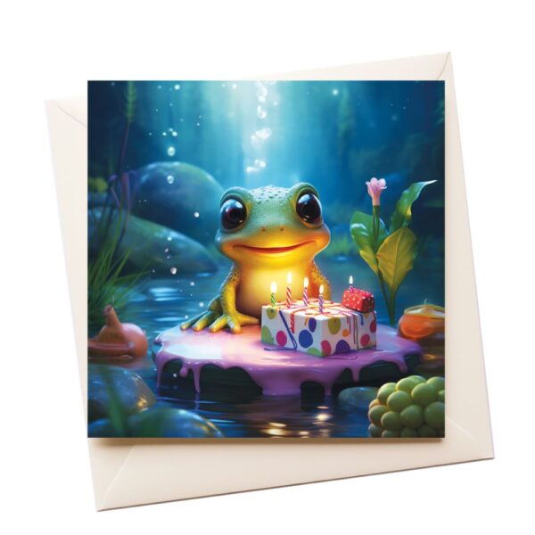 Cute Frog Birthday Greeting Card - Artificial Ink
